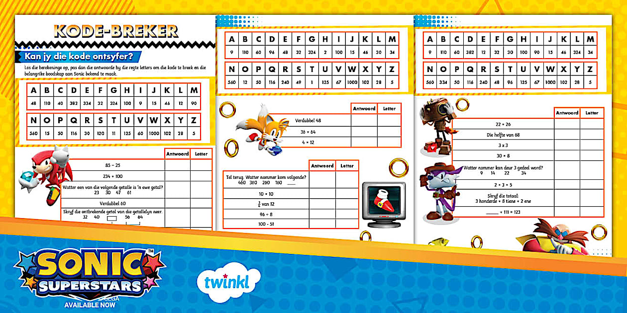 Sonic - Kode-Breker - Aktiwiteit (9-11) - Twinkl