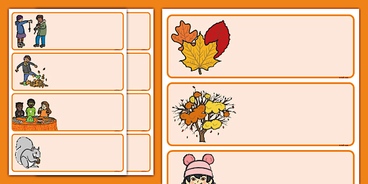 Autumn-Themed Editable Drawer - Peg - Name Labels - Twinkl