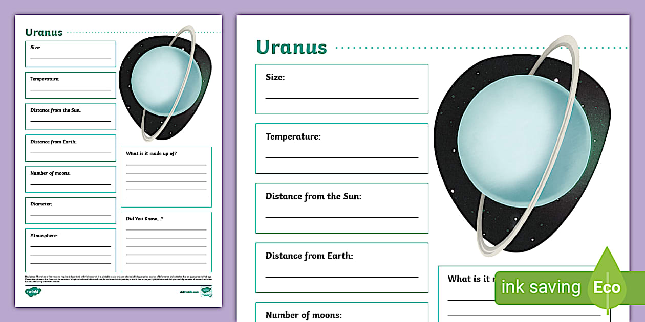 Uranus Fact File Template (teacher made) - Twinkl