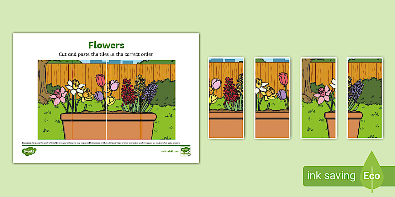 Flowers Puzzle Strips (teacher made) - Twinkl