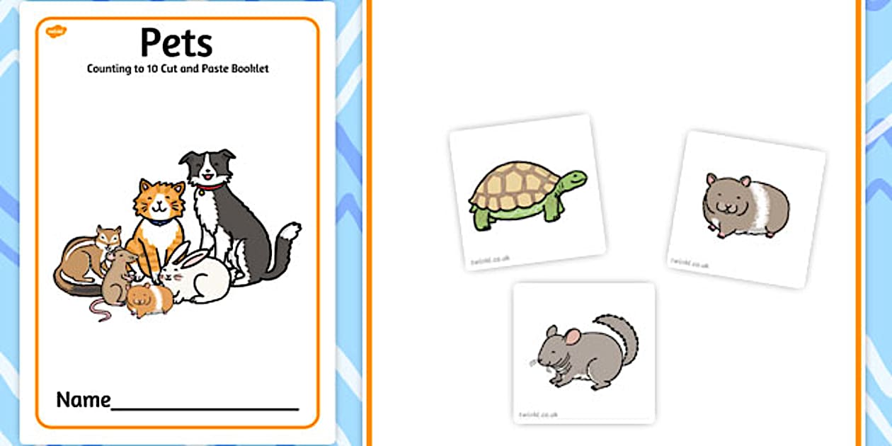 Black and White Pets Counting to 10 Cut and Paste Booklet