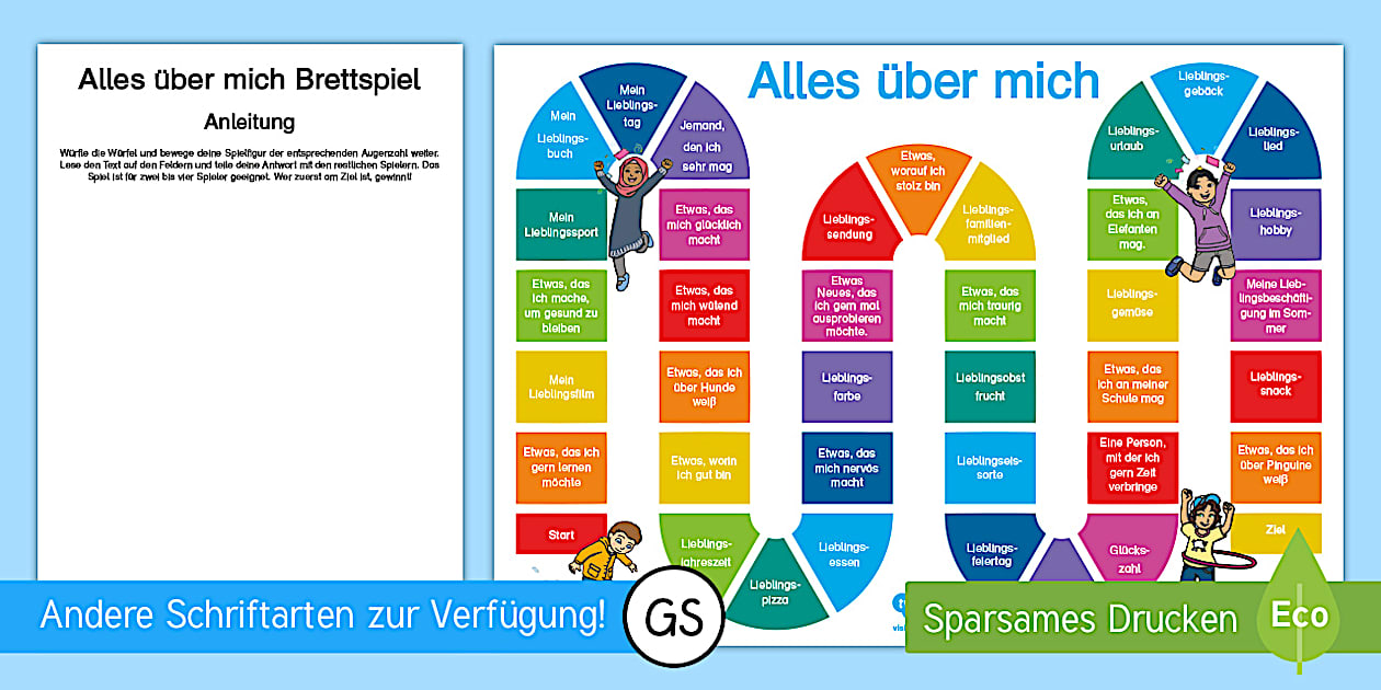 Alles über mich Brettspiel (teacher made) - Twinkl