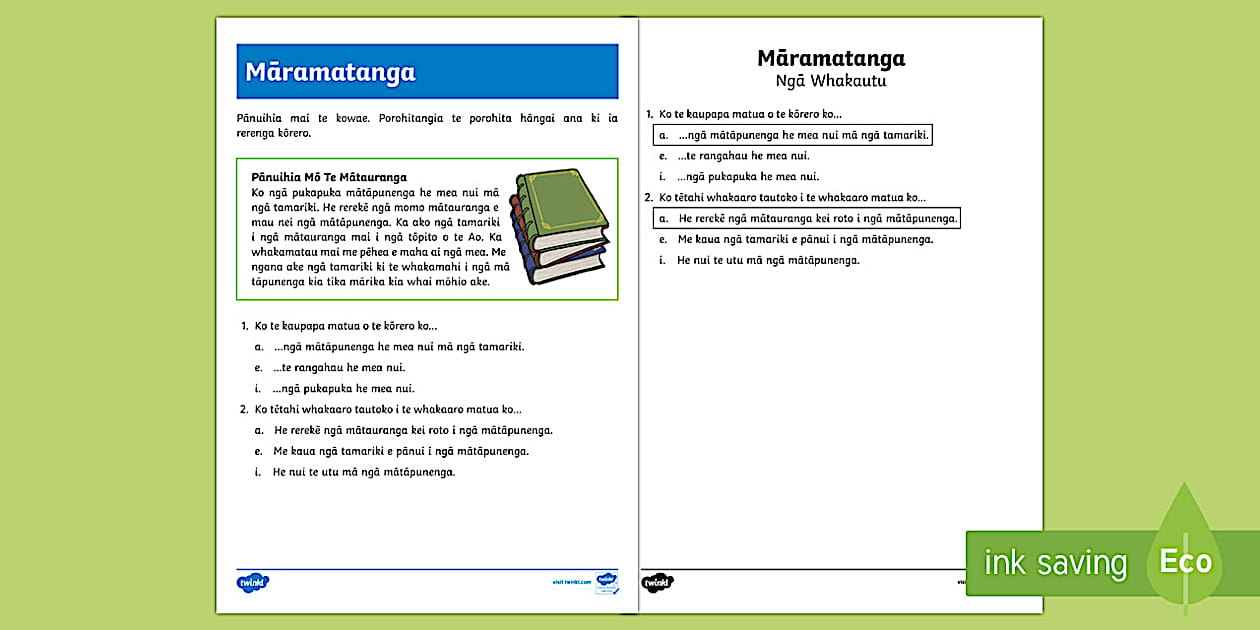 Research Reading Comprehension Worksheet / Worksheet - Te Reo Māori