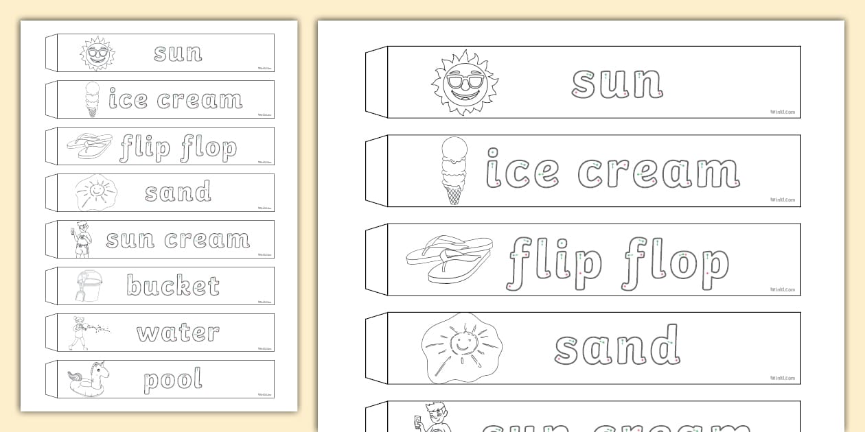 Summer Words Handwriting Paper Chain Activity (teacher made)