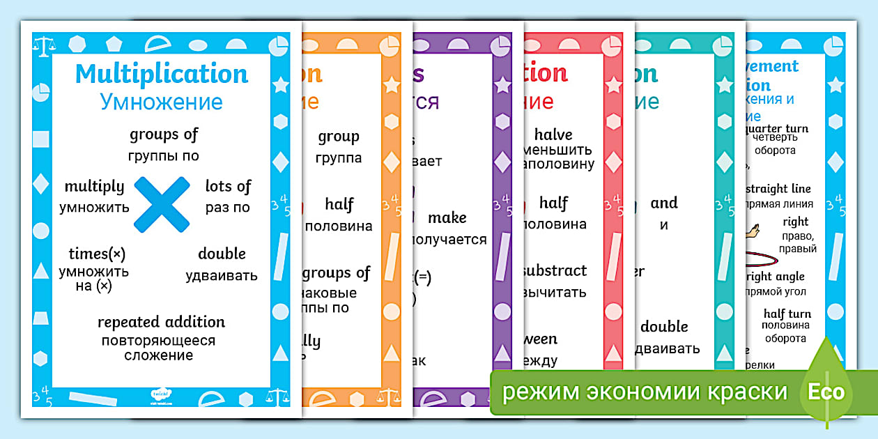 Maths Vocabulary Display Posters English/Russian - Twinkl