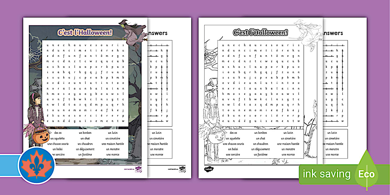Halloween Word Search French (Hecho por educadores) - Twinkl