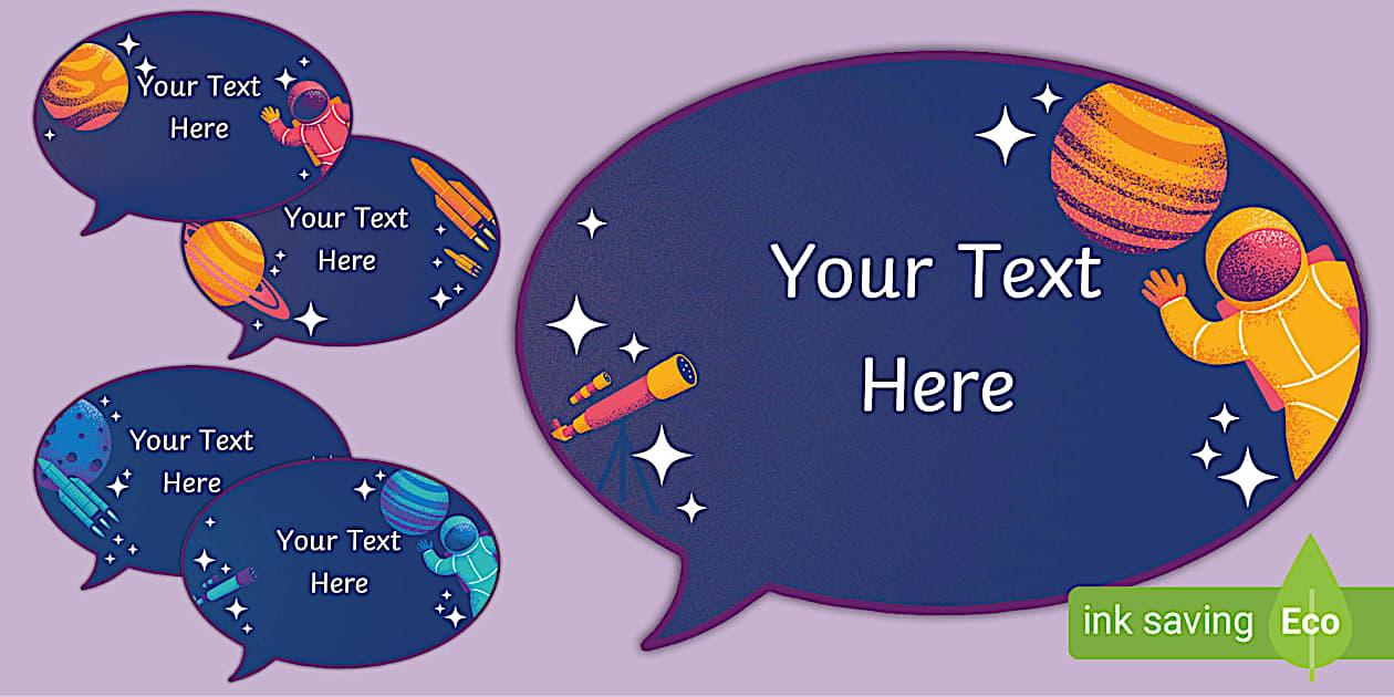 Space Themed Editable Speech Bubble Display (teacher made)