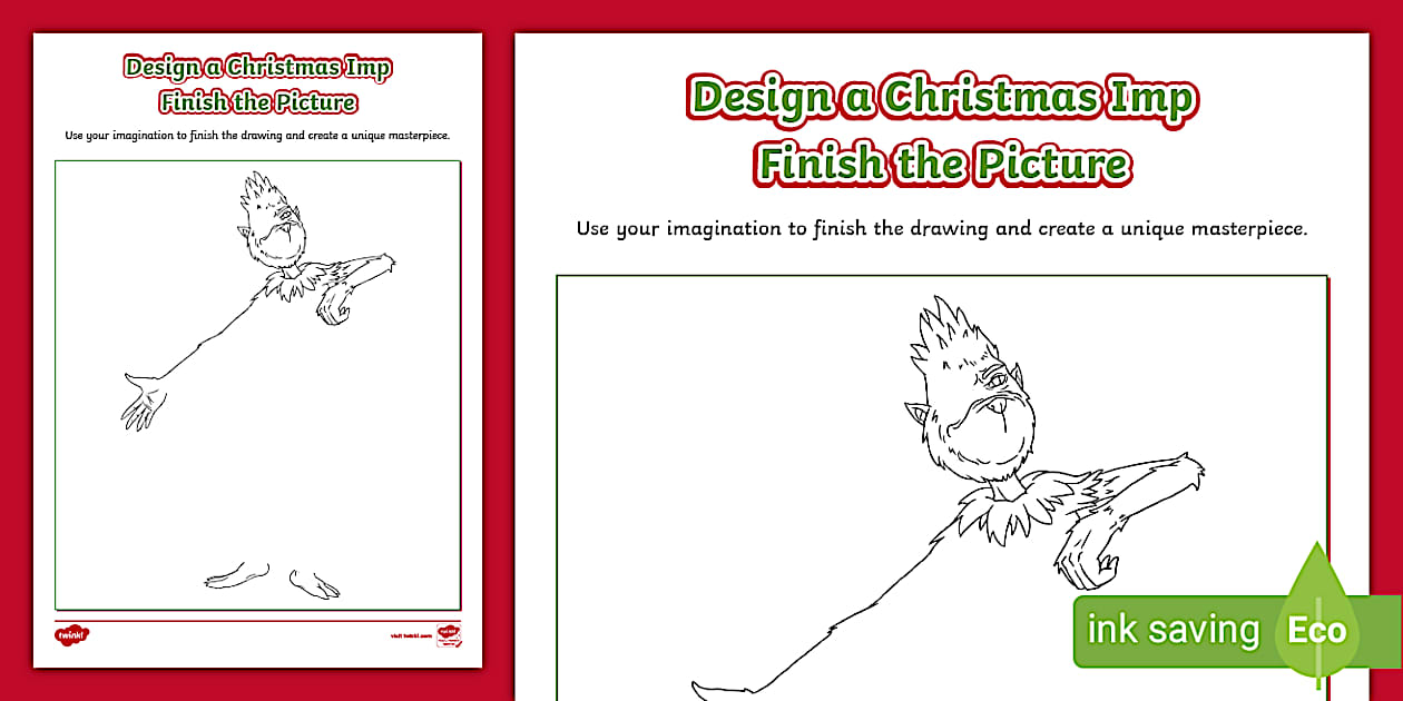 Christmas Imp Finish the Picture Activity (teacher made)