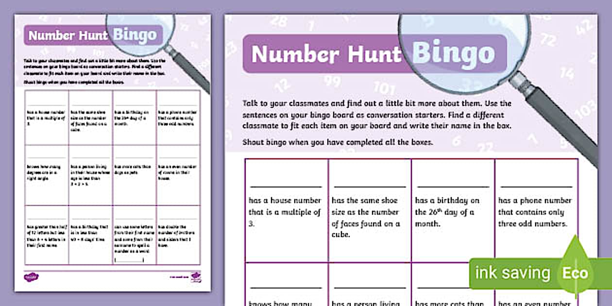 👉 LKS2 Maths Icebreaker Activity – Number Hunt Bingo