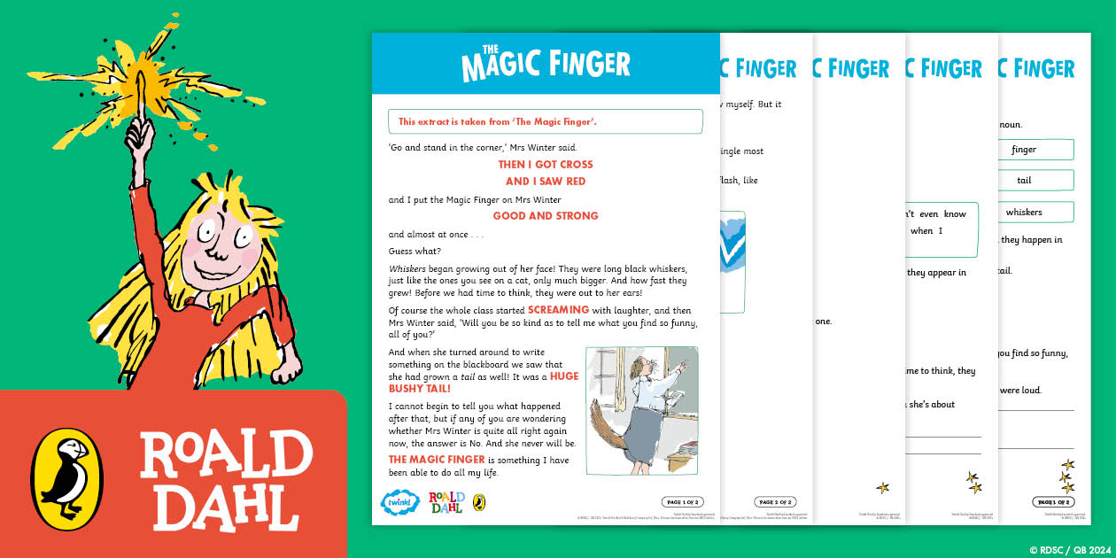 FREE! - The Magic Finger: Reading Comprehension [Ages 5-7]