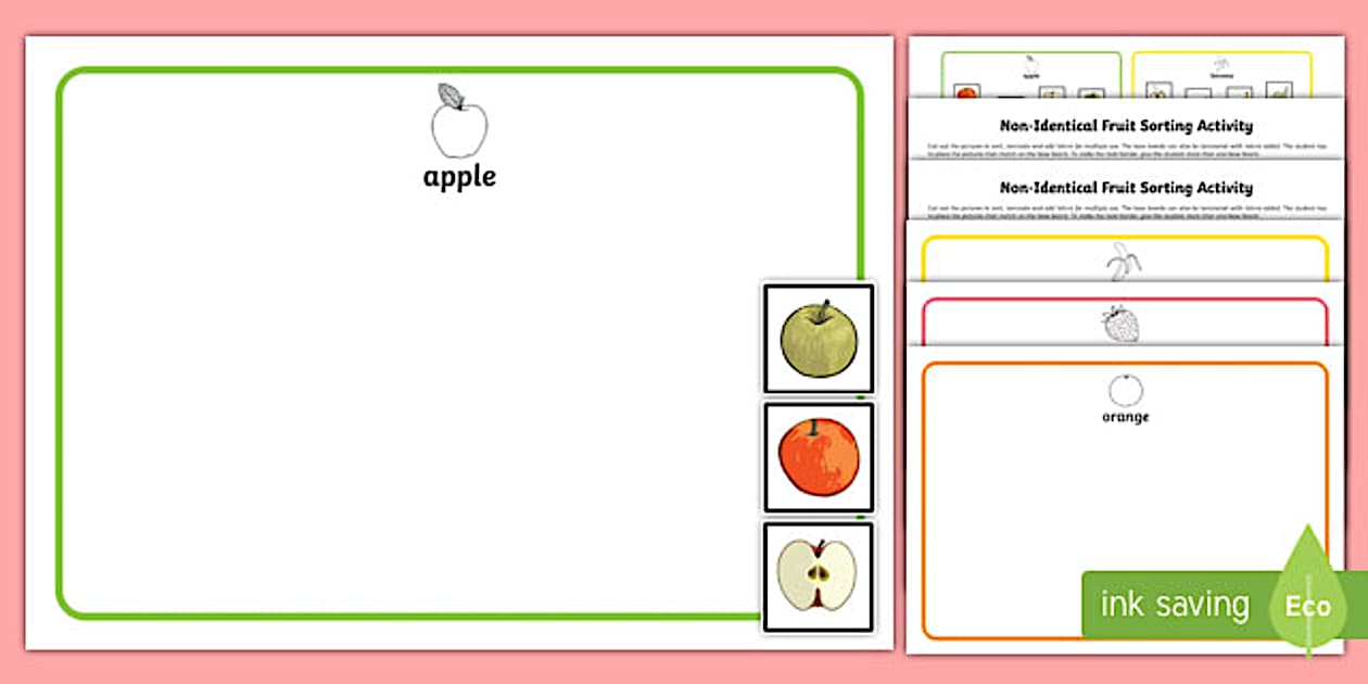 Workstation Pack: Non Identical Fruit Sorting Activity Pack