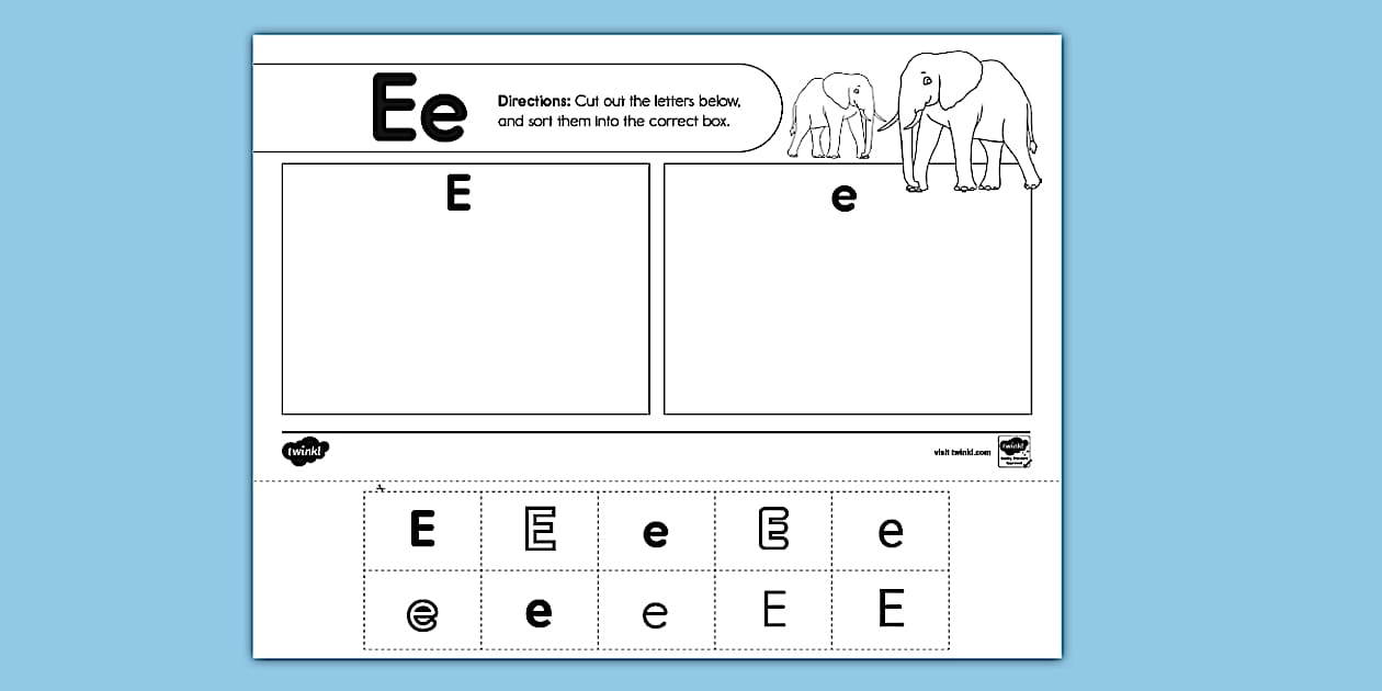 Uppercase and Lowercase E Sort (Teacher-Made) - Twinkl
