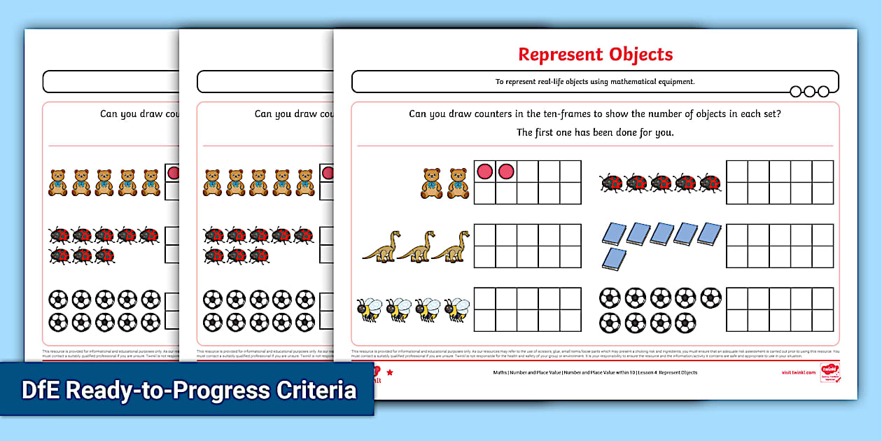 👉 Number and Place Value Represent Objects Differentiated Worksheets
