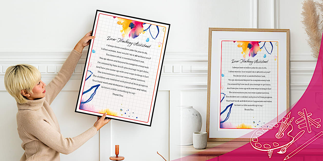 Dear Teaching Assistant Poem Poster | Twinkl Art Gallery