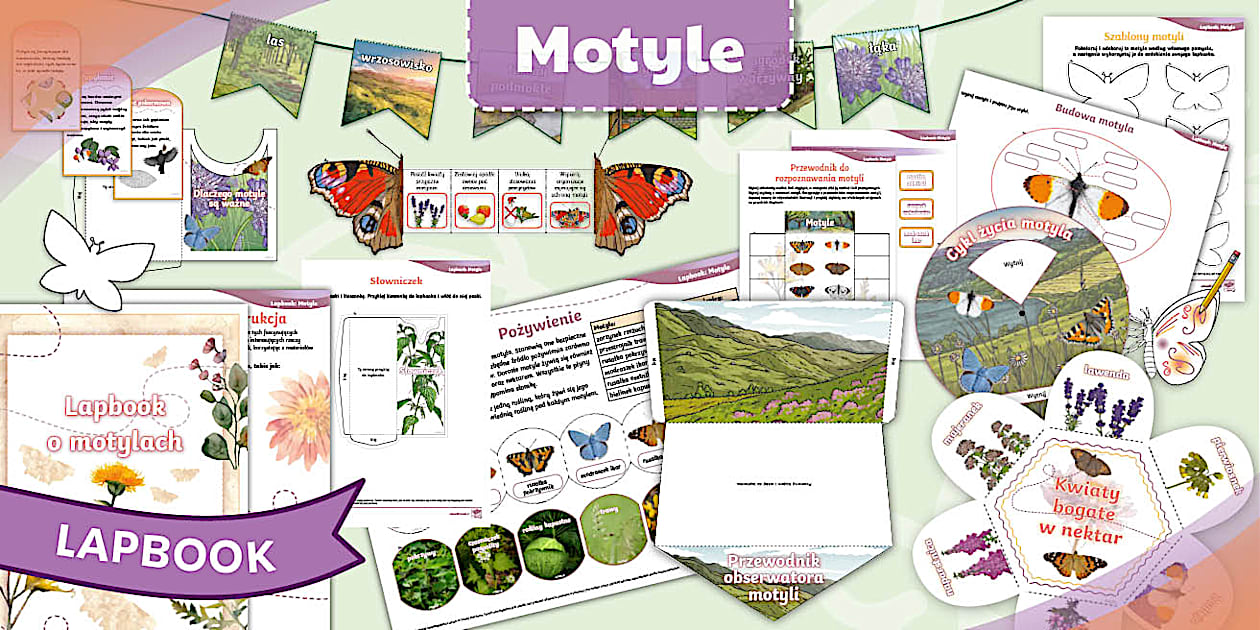 Motyle | Lapbook | Zestaw materiałów