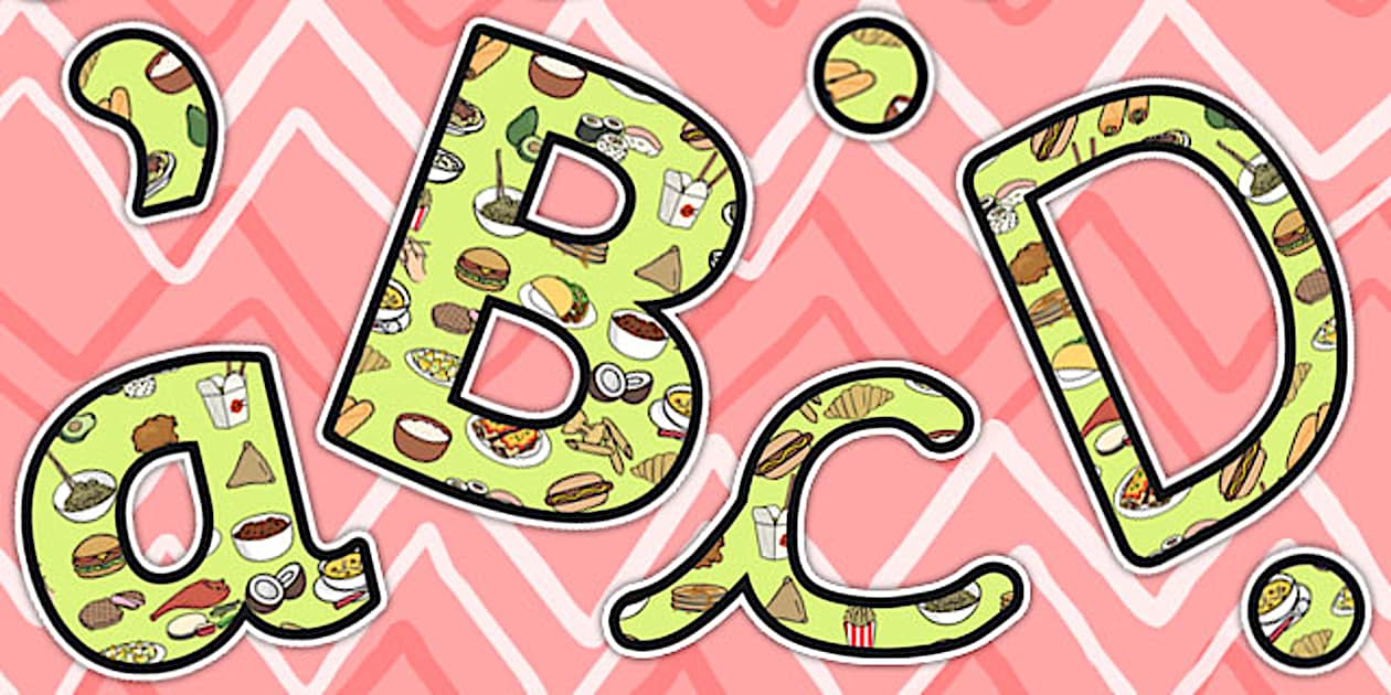 Food Around The World Display Lettering Lowercase - Twinkl