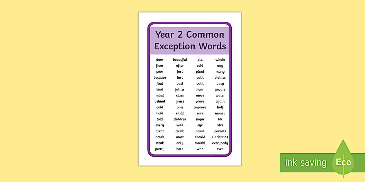 Editable IKEA Tolsby/Fiestad Year 2 Common Exception Words Prompt Frame