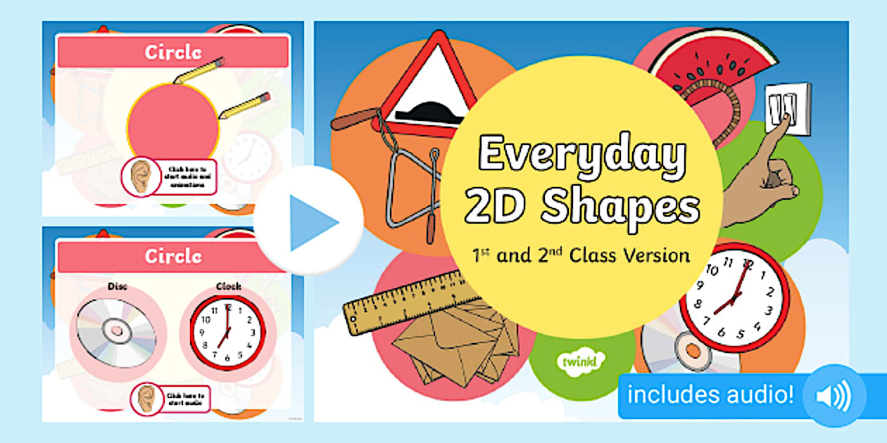 Everyday 2D Shapes Audio PowerPoint (teacher made) - Twinkl