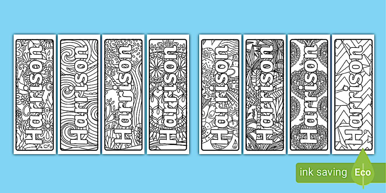 Harrison Mindfulness Name Colouring Bookmarks | Twinkl | KS1