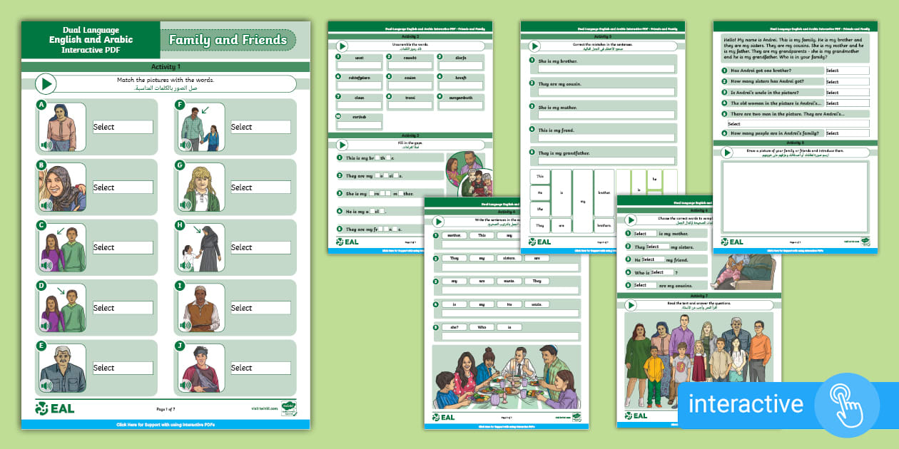 Interactive PDF Activities for Learners of EAL - Dual Language English and