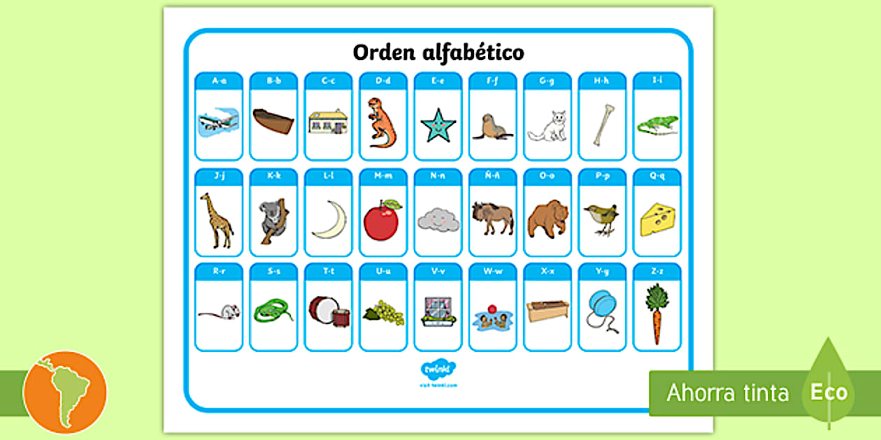 Tapiz: Ayuda para ordenar alfabéticamente- Guía de trabajo