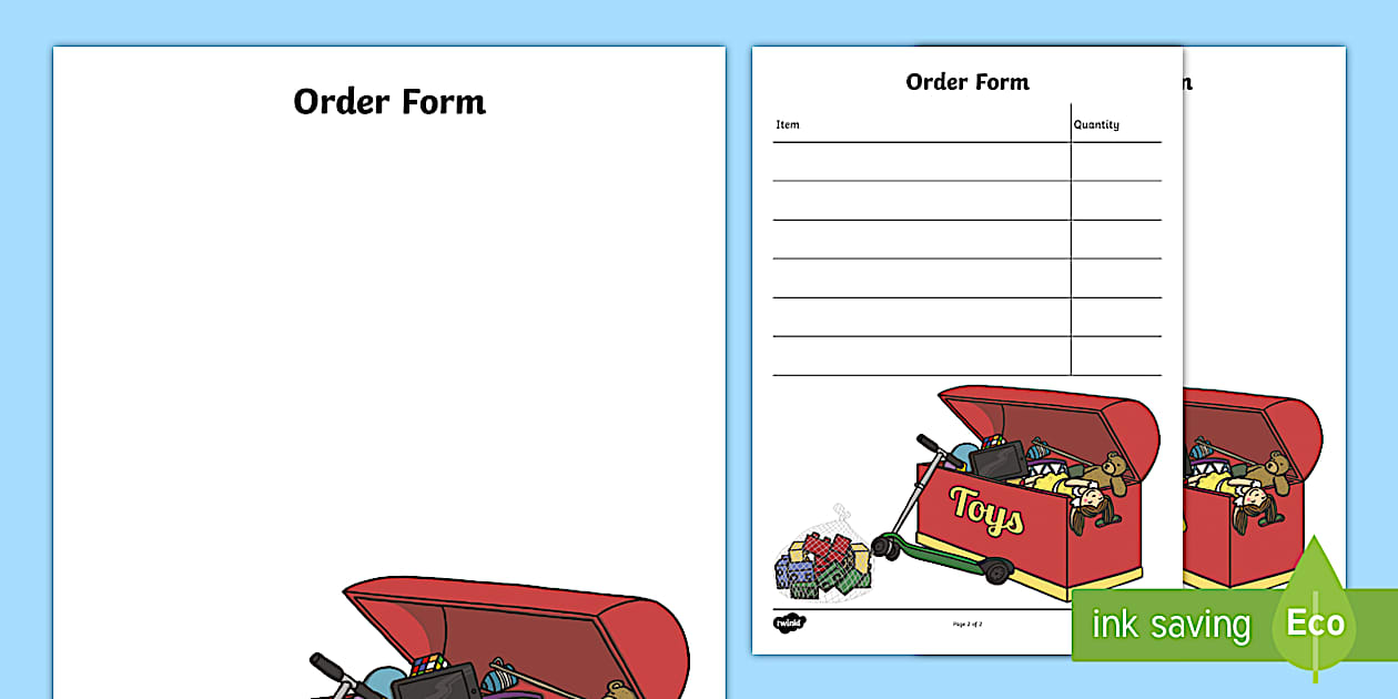 Toy Shop Role Play Order Form (teacher made) - Twinkl