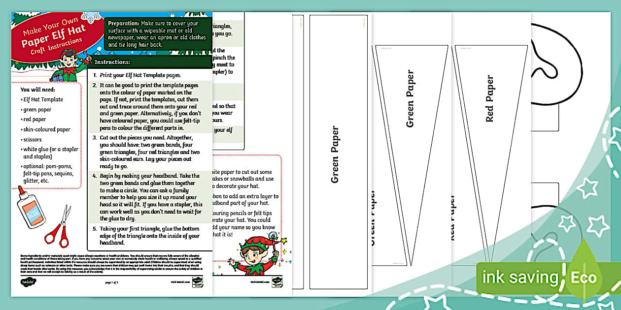 Make Your Own Paper Elf Hat Craft Instructions - Twinkl