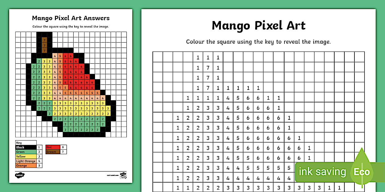 Mango Pixel Art Template (teacher made) - Twinkl