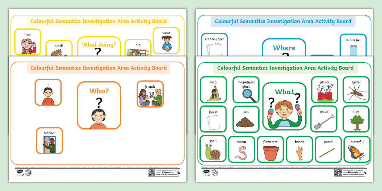Colourful Semantics Investigation Area Activity Board