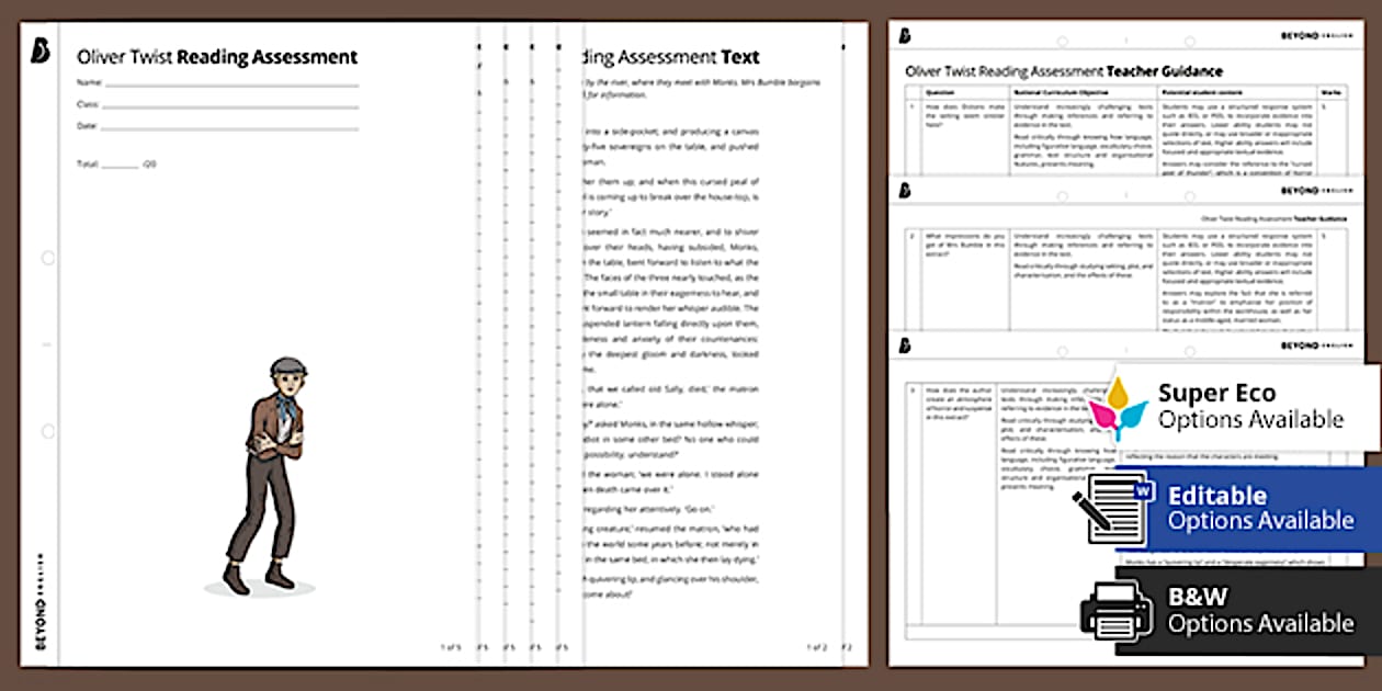 Oliver Twist Reading Assessment Pack | KS3 English | Beyond