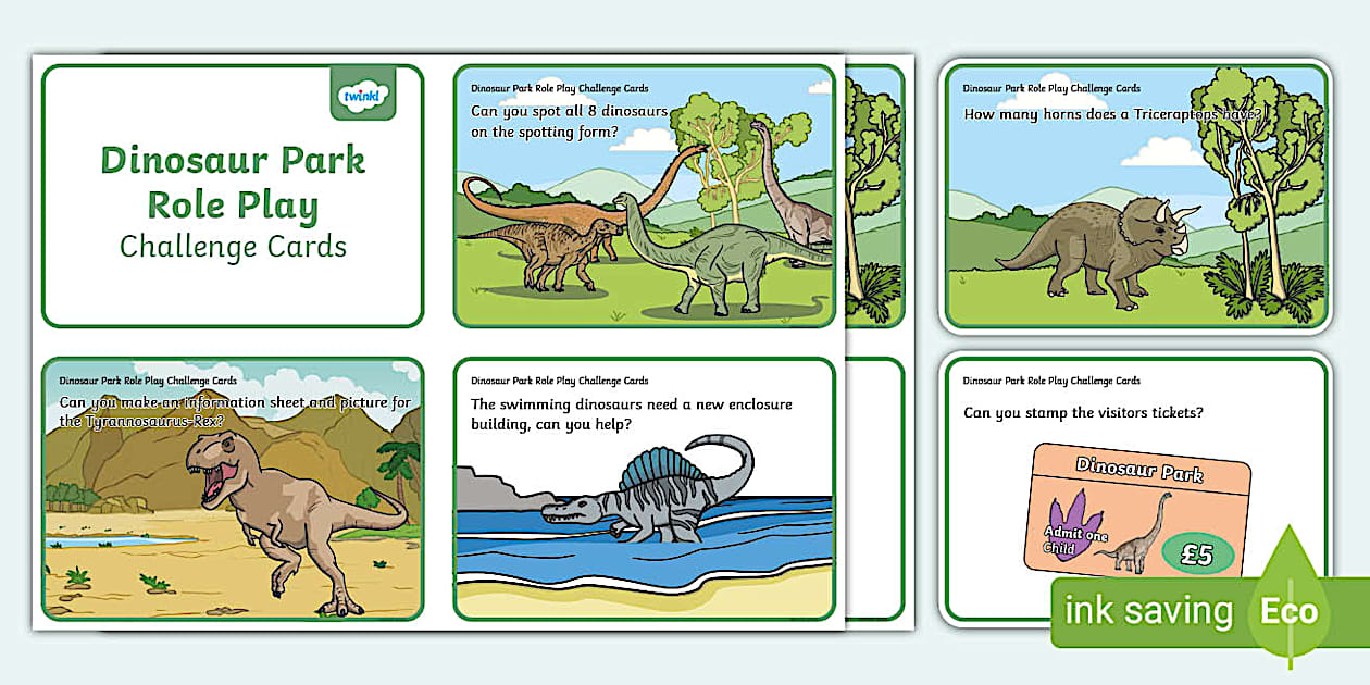 Challenge Cards Dinosaur Park (teacher made) - Twinkl