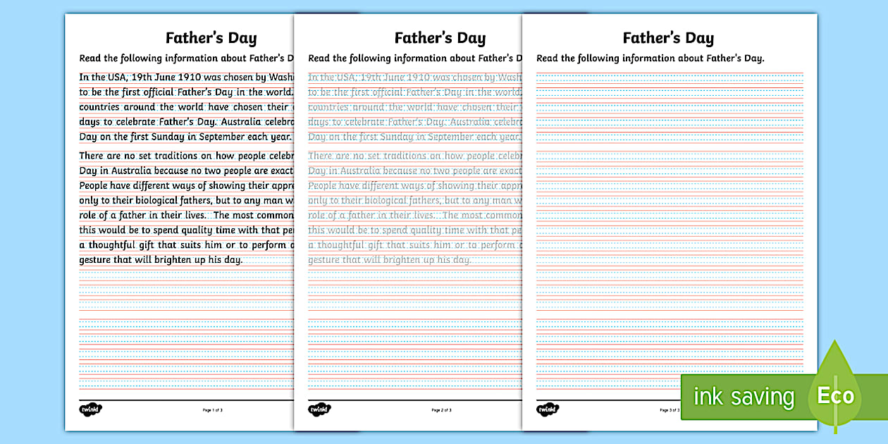 Father's Day Handwriting Worksheet / Worksheet - Twinkl