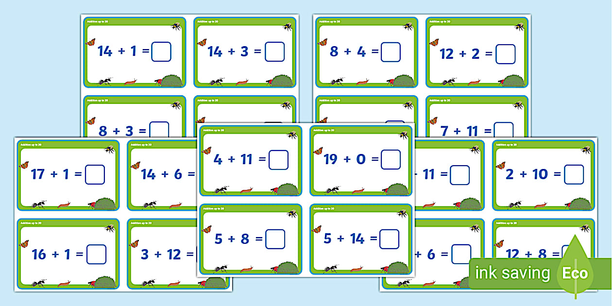 Minibeast Themed Addition within 20 Number DS Template