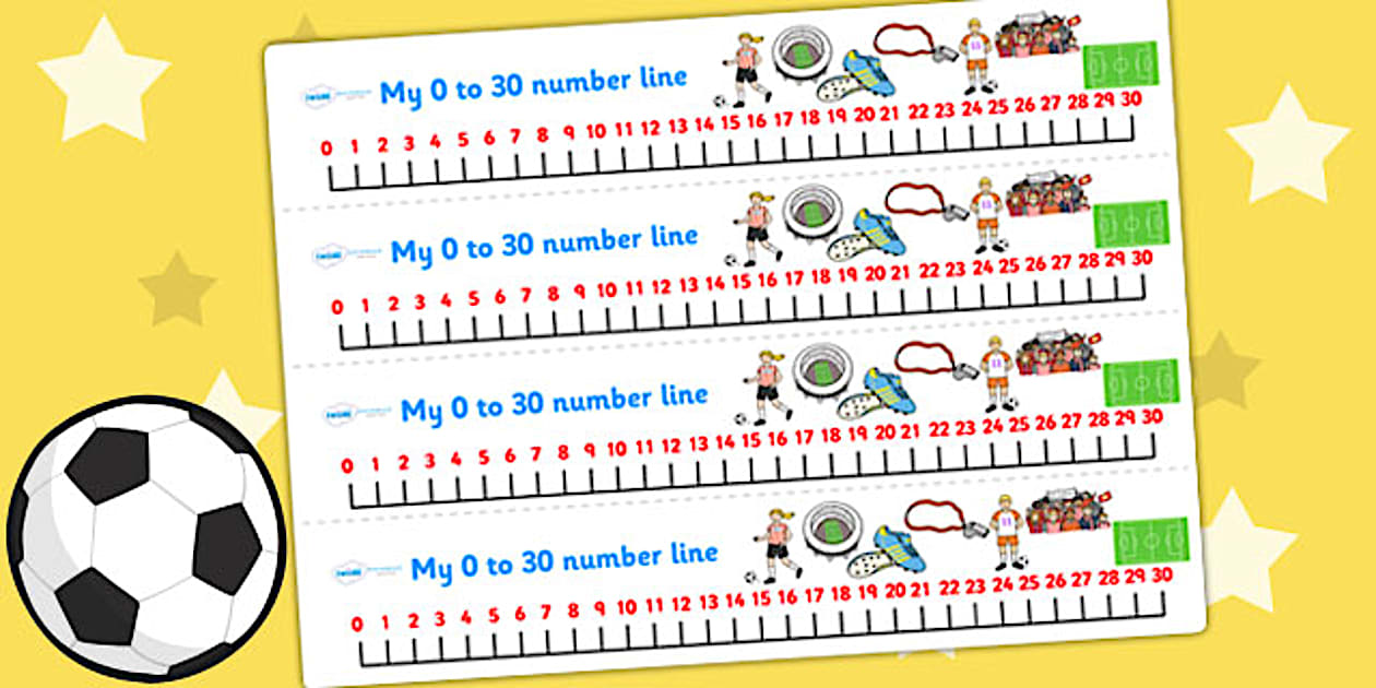 Football Tbemed Number Lines pdf 30 (teacher made) - Twinkl