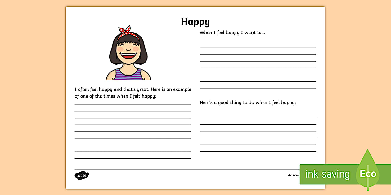 Feeling Happy Reflection Writing Template (teacher made)