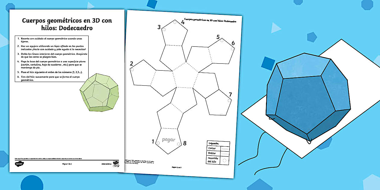 Cuerpos geométricos en 3D con hilos: Dodecaedro - Twinkl