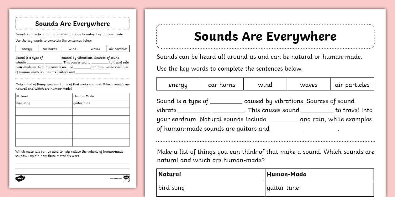 Sounds Are Everywhere Worksheet - Twinkl - KS2 - Twinkl