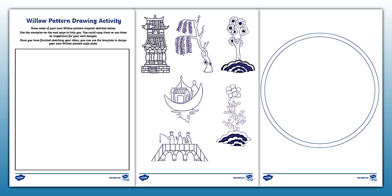 Blue Willow China Pattern Drawing Activity (teacher made)