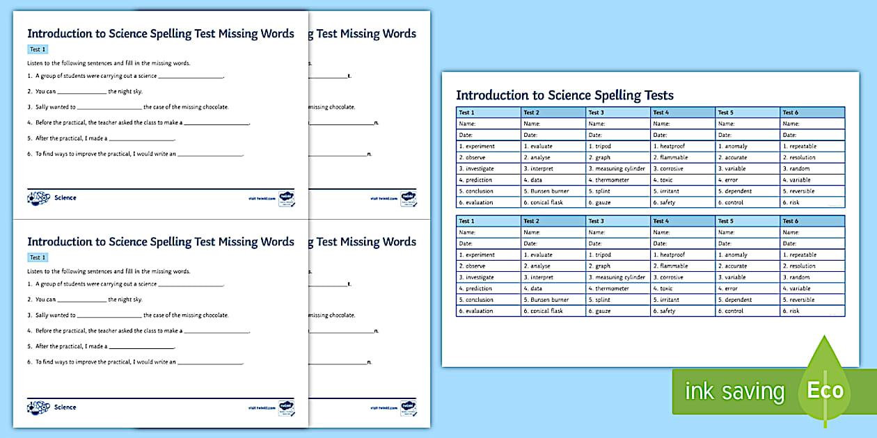 Introduction to Science Spellings Activity Pack - Twinkl
