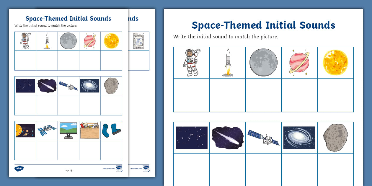 Space-Themed Initial Sound Activity Sheets (teacher made)