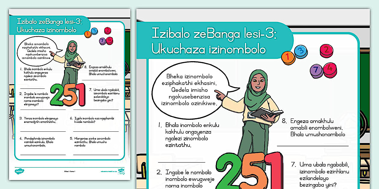 Izibalo zeBanga lesi-3: Ukuchaza izinombolo (teacher made)