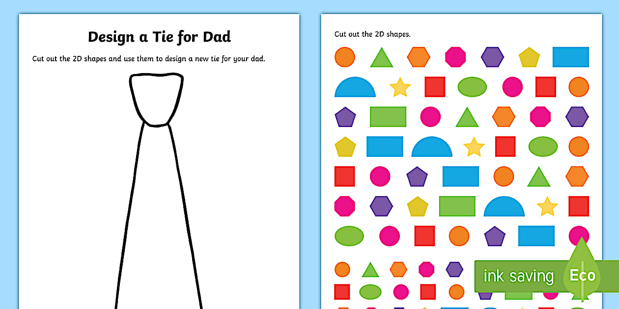 Editable Father's Day Design a 2D Shape Tie Worksheet