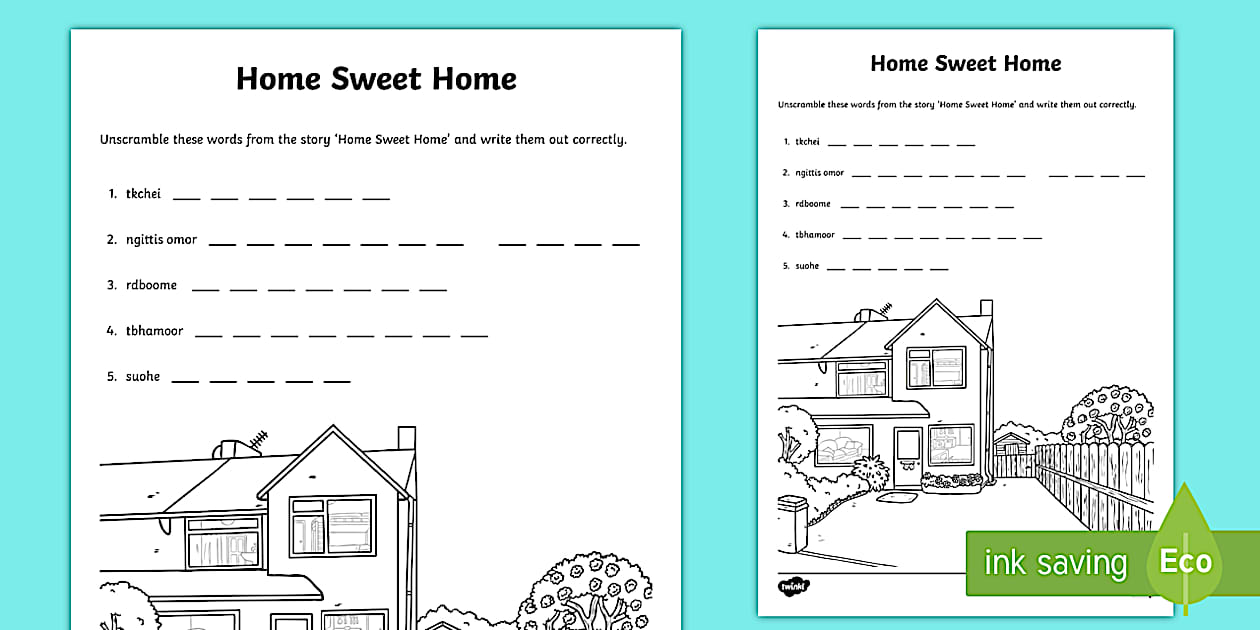 Home Sweet Home Word Scramble Activity