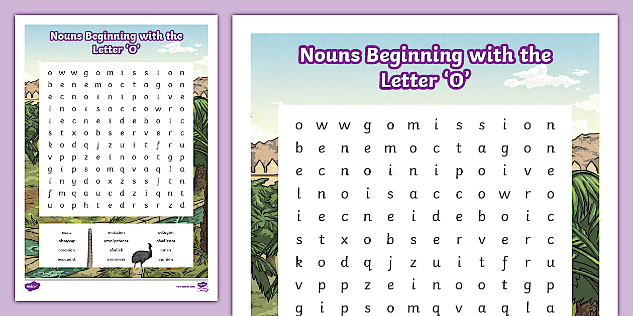 Nouns Beginning with the Letter 'O' Word Search - Twinkl