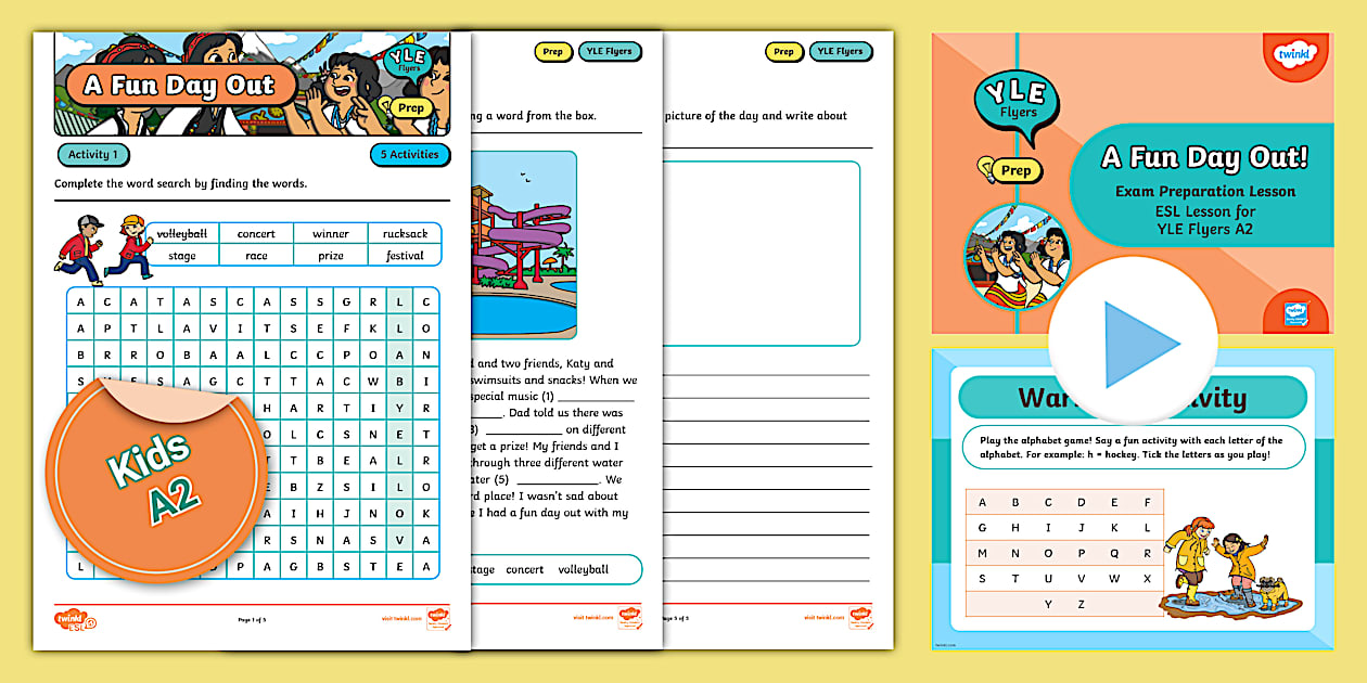 YLE Flyers A2 Exam Prep Lesson - Fun Day Out! (teacher made)