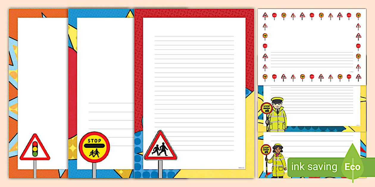 Black and White UK Road Safety Page Border Pack - Twinkl