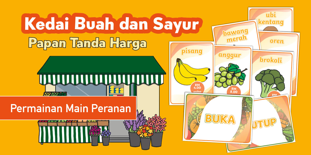Permainan Main Peranan - Kedai Buah dan Sayur - Papan Tanda