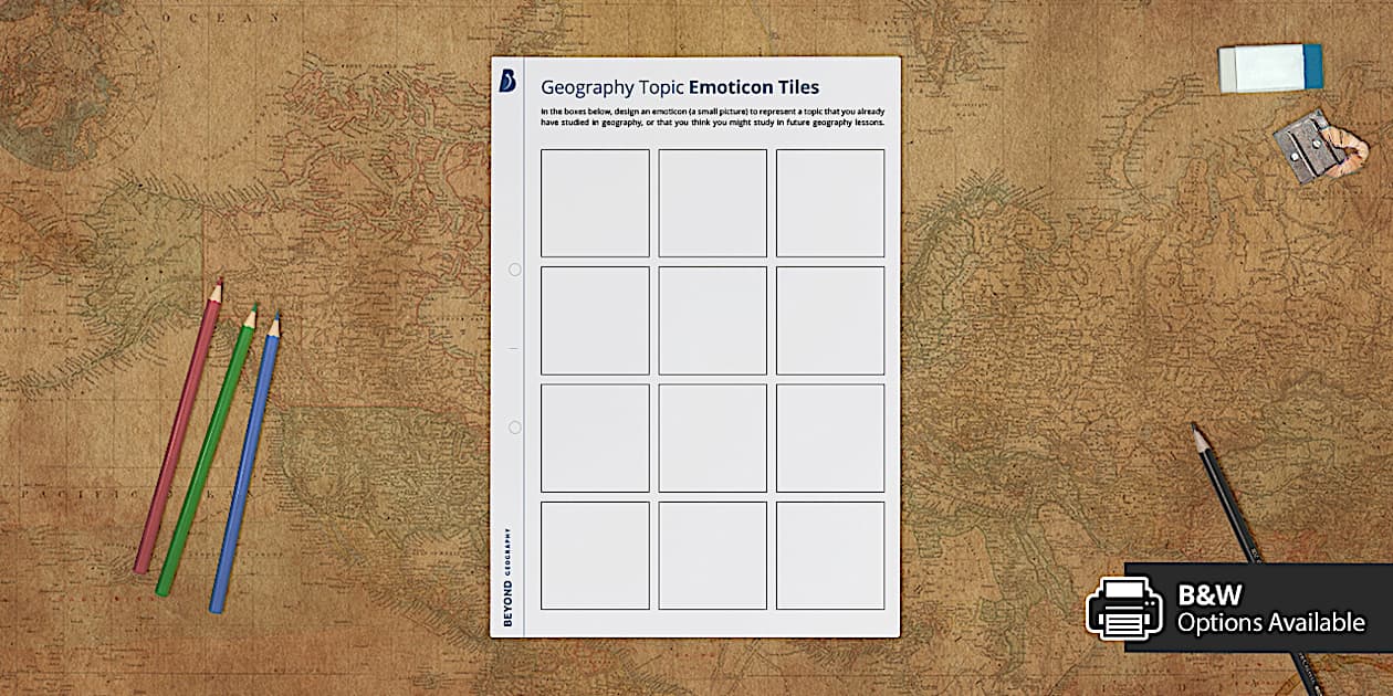 Geography Topic Emoticon Tiles (teacher made) - Twinkl