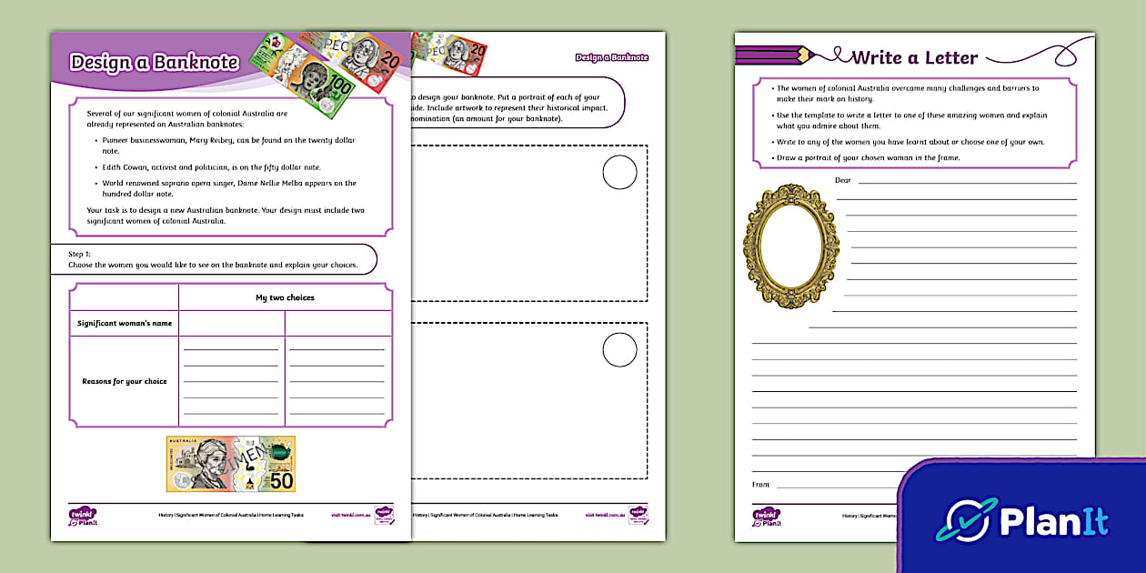 Year 5 HASS History Significant Women of Colonial Australia Home Learning