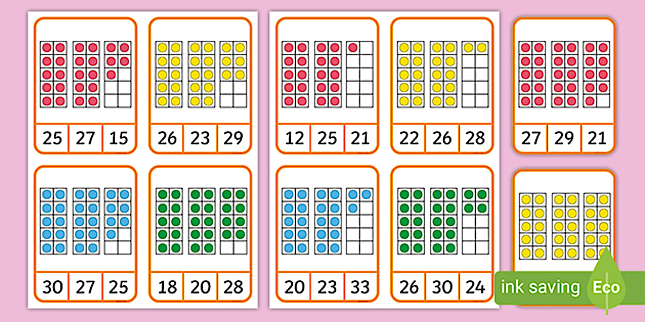 Ten-Frame Counting to 30 Matching Game Flashcards - Twinkl